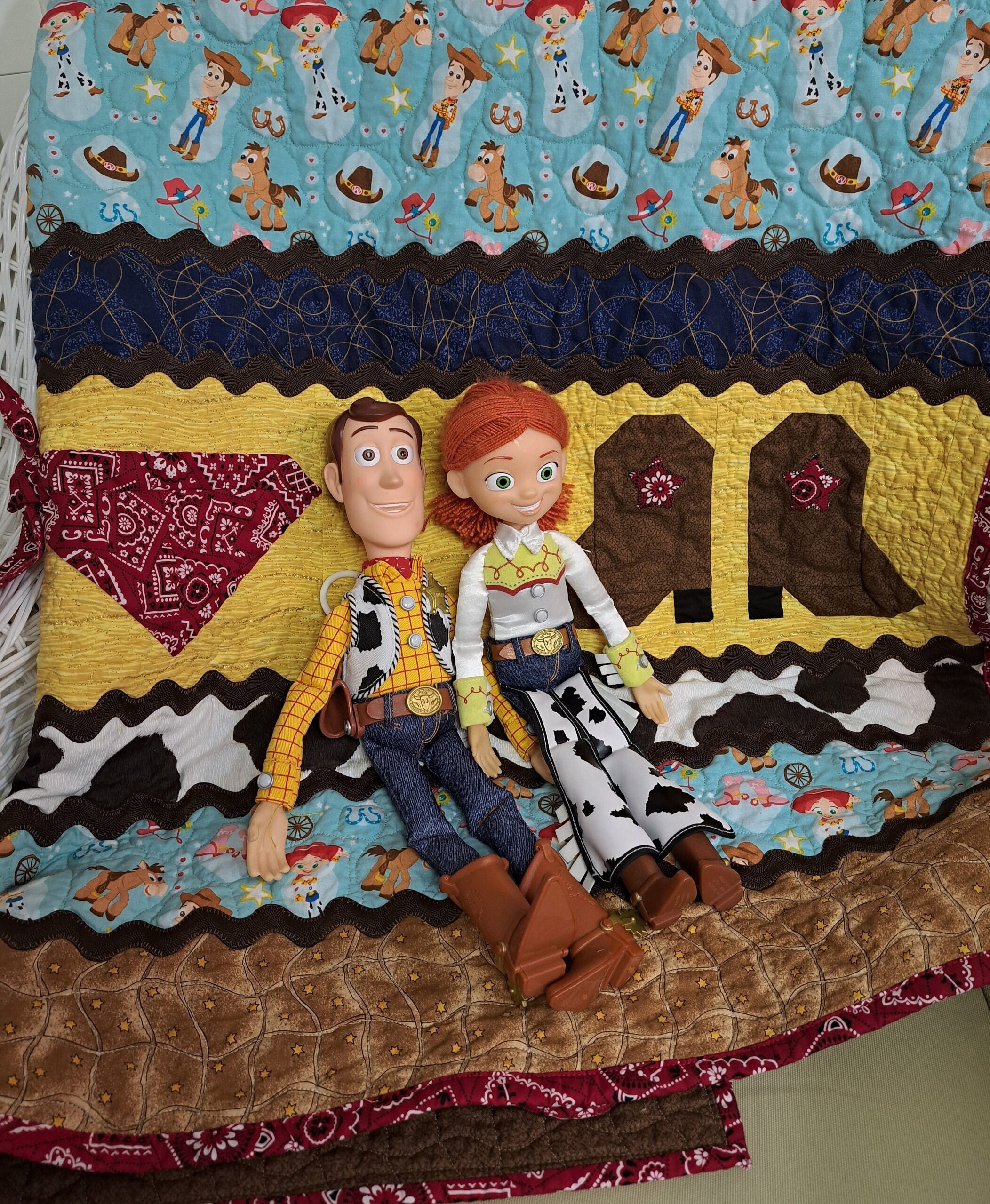 Disney Toy Story Woody and Jesse Toddler Quilt Hand Made Cowboy/cowgirl ...