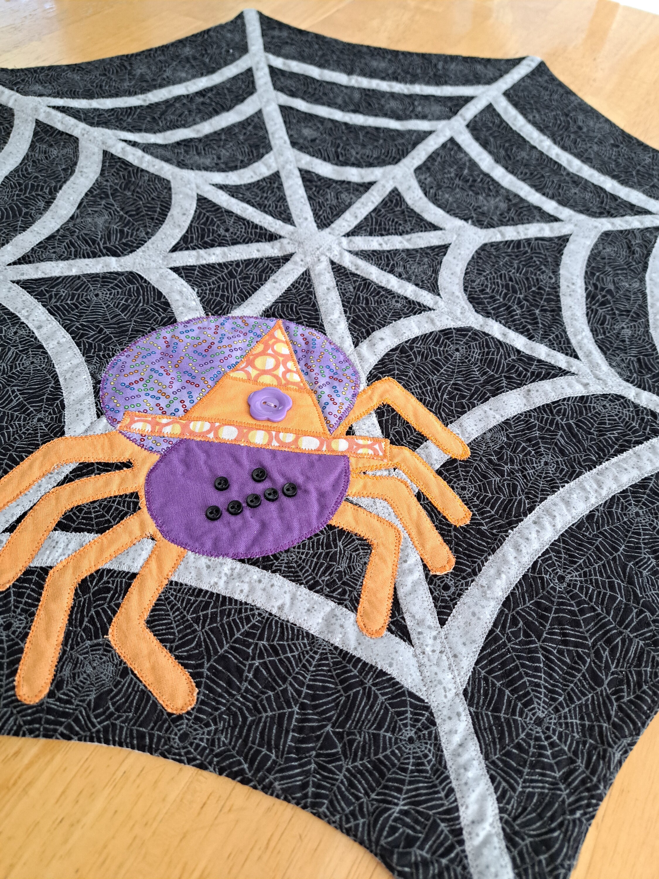 Halloween Spider Web Table Topper With Whimsical Spider 27 X 27 ...