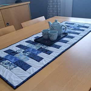 Blue and White Asian/oriental Inspired Quilted Table Runner, Hand Made. 15.25" X 40" - Etsy