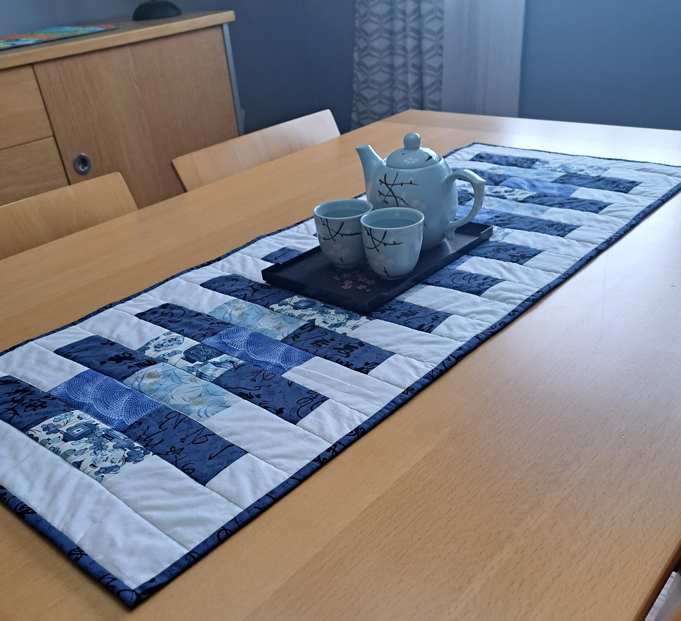 Blue and White Asian/oriental Inspired Quilted Table Runner, Hand Made ...