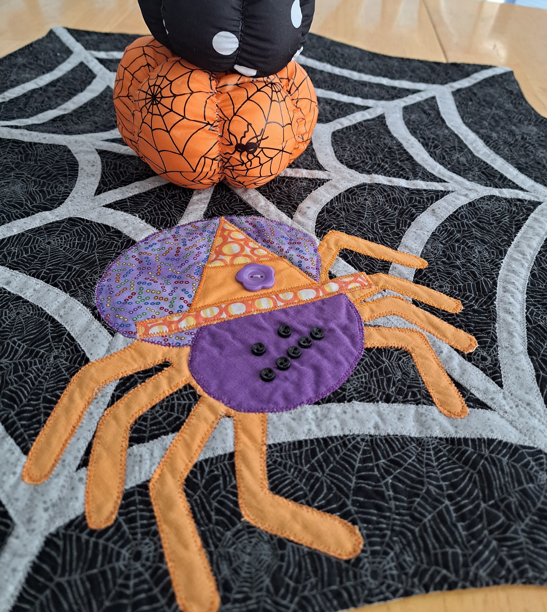 Halloween Spider Web Table Topper With Whimsical Spider 27 X 27 ...