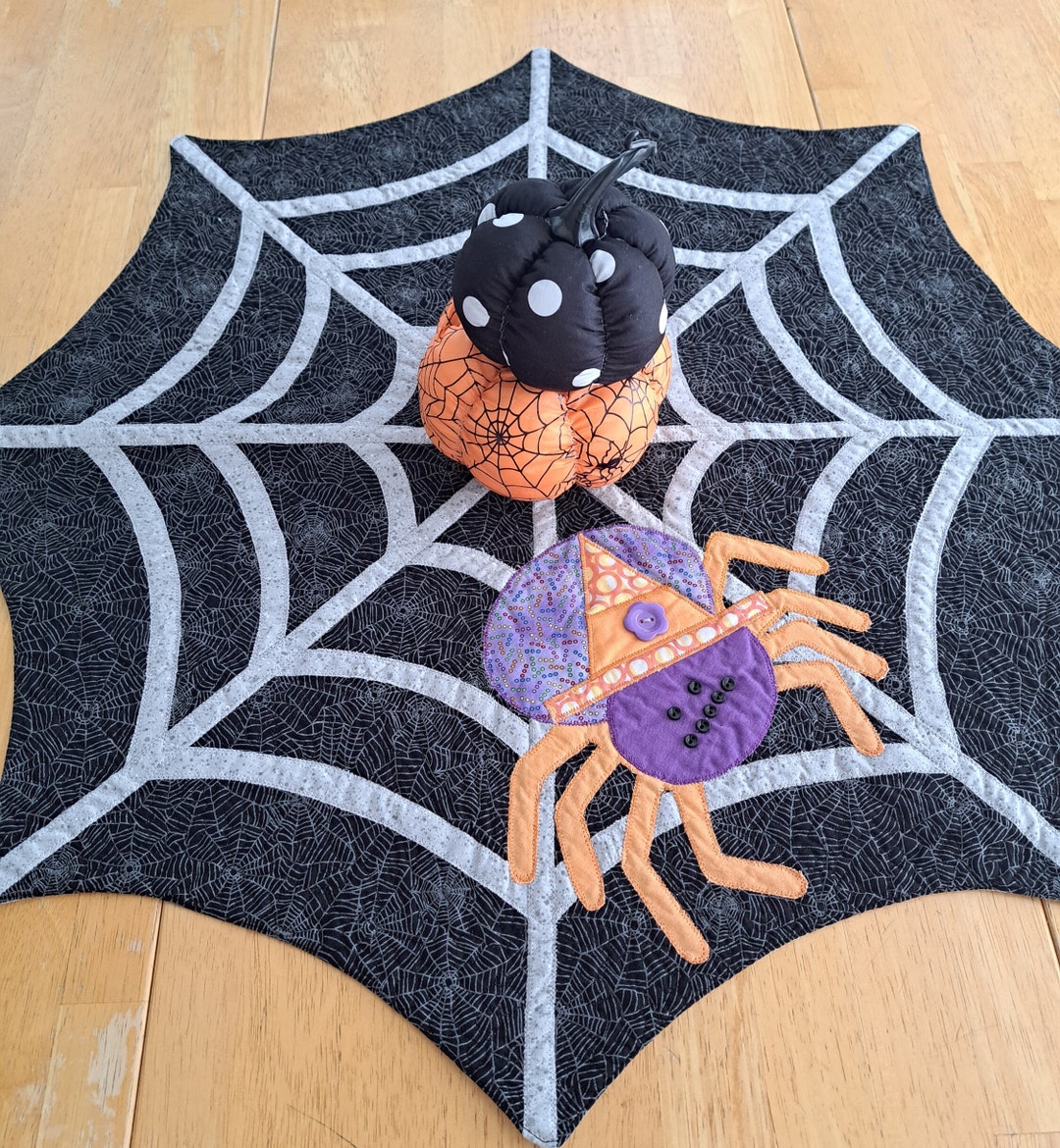 Halloween Spider Web Table Topper With Whimsical Spider 27 X 27 ...
