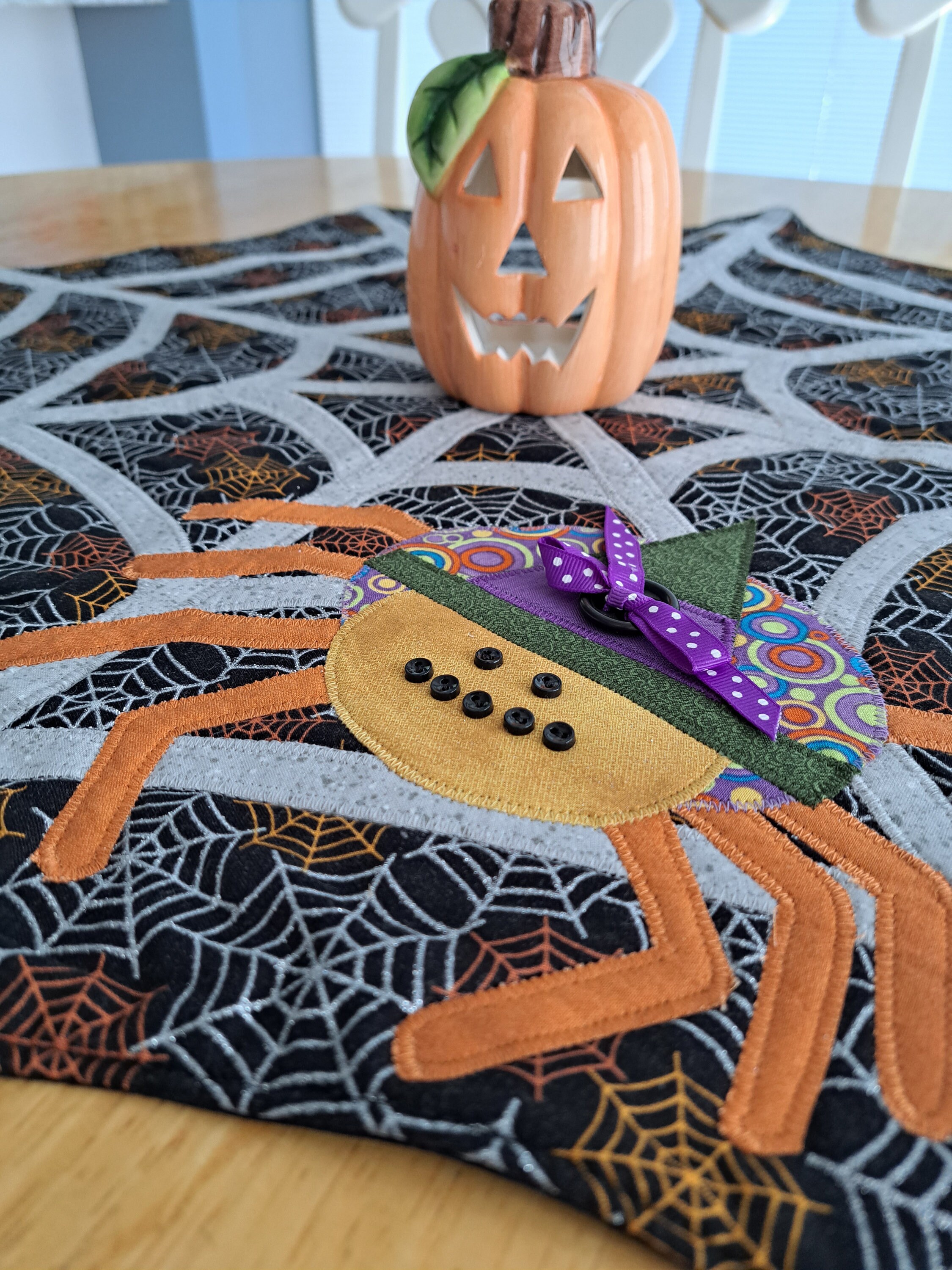 Halloween Spider Web Table Topper Quilted and Applique Halloween Decor ...