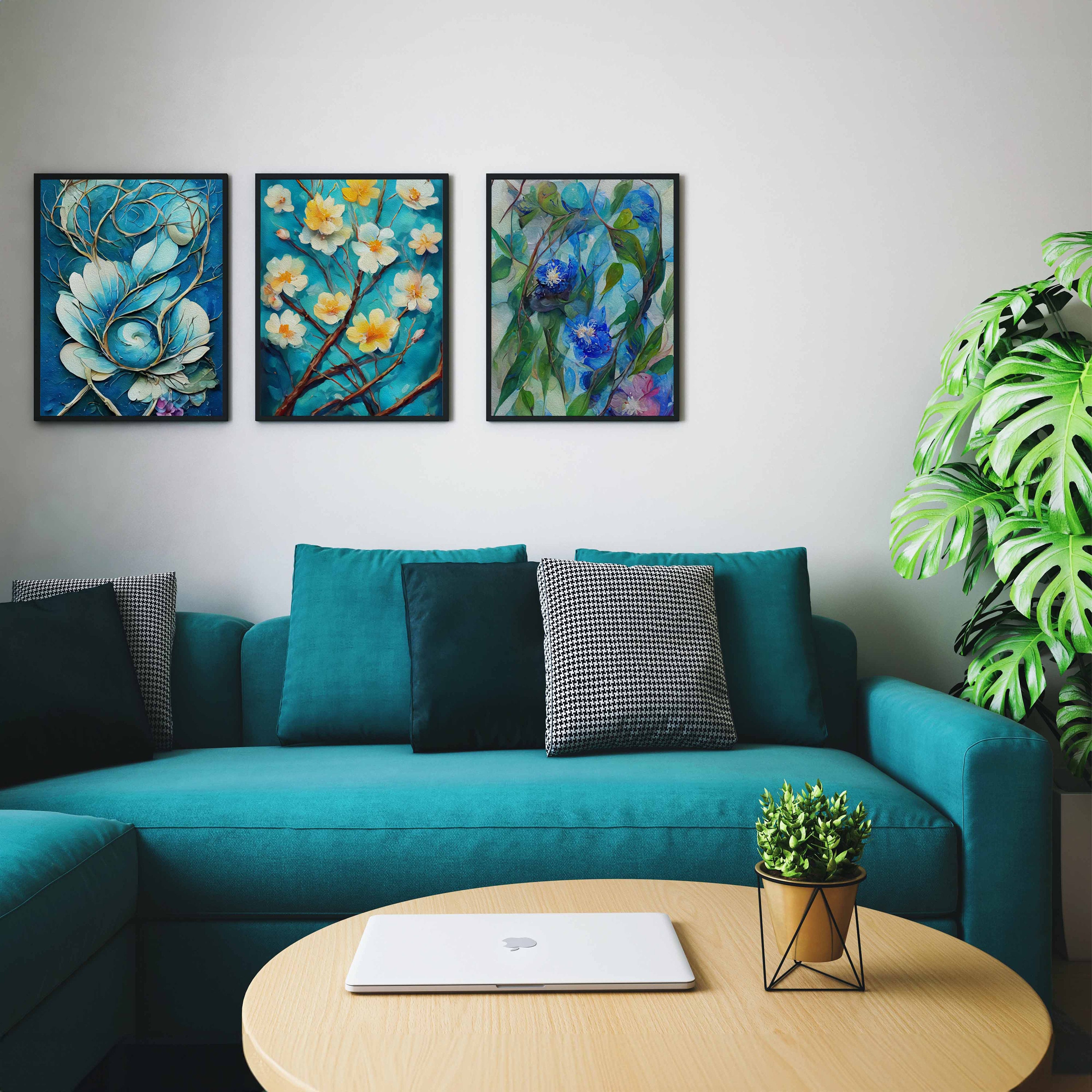 Set of 3 Floral Prints Floral Instant Art Wildflower Colorful Poster ...