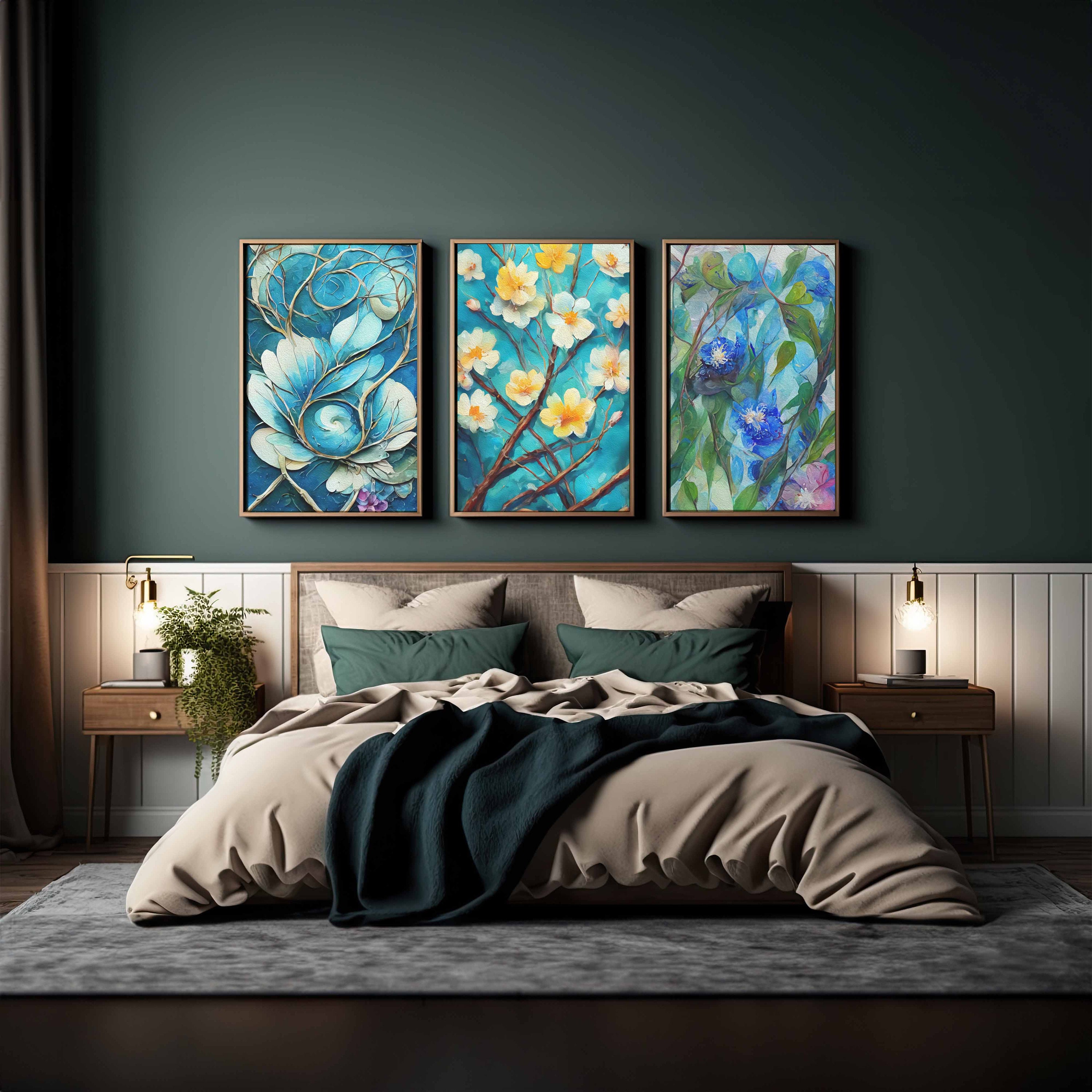 Set of 3 Floral Prints - Floral Instant Art - Wildflower Colorful ...