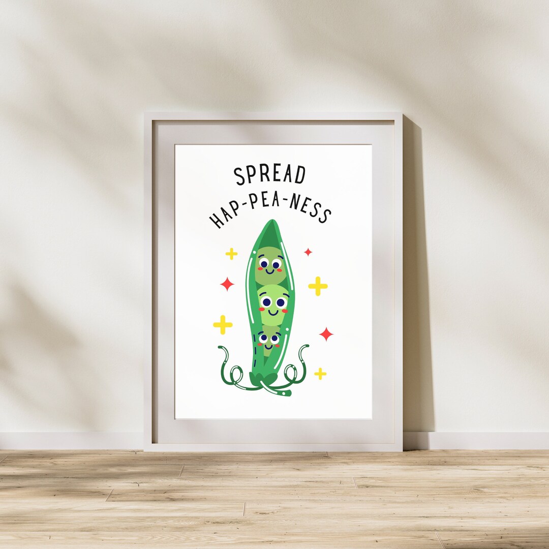 Spread Hap-pea-ness Art Cute Peas Print Whimsical Home - Etsy