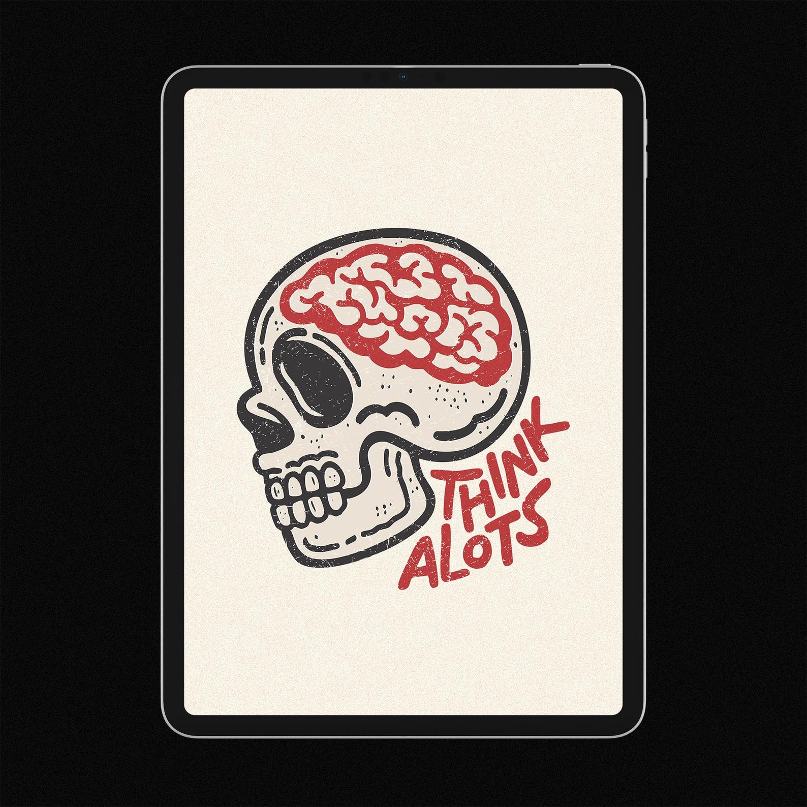 Retro Skull Think Alot PNG: Hand-drawn Digital Art (transparent) - Etsy