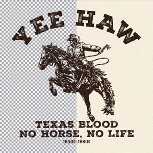 Yee Haw Cowboy Horse Retro Hand-drawn Digital Art Word Tshirt Pattern ...