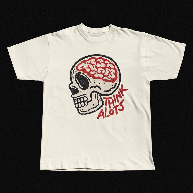 Retro Skull Think Alot PNG: Hand-drawn Digital Art (transparent) - Etsy