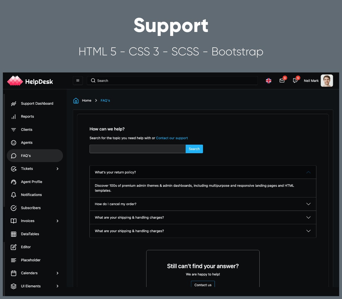 Helpdesk Bootstrap 5 Responsive Admin Dashboard Template 60 Html Files Included Etsy 