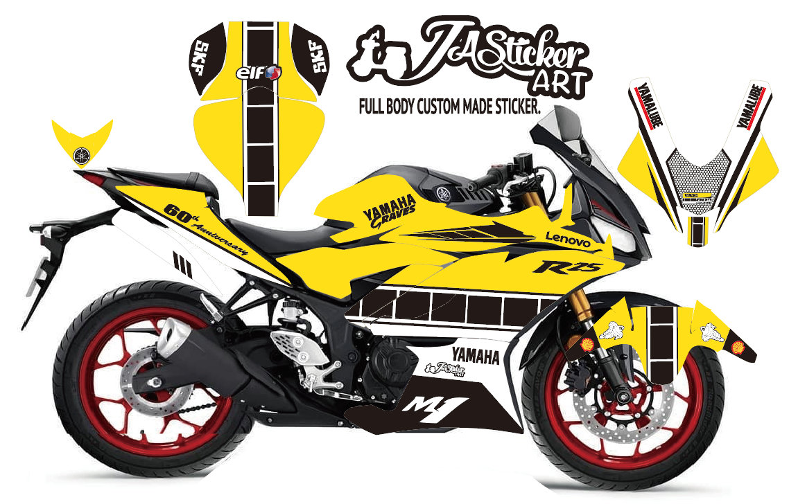 YZF R3 2021 YAMAHA REFLECTIVE Full Body Sticker 90-95% Coverage of ...