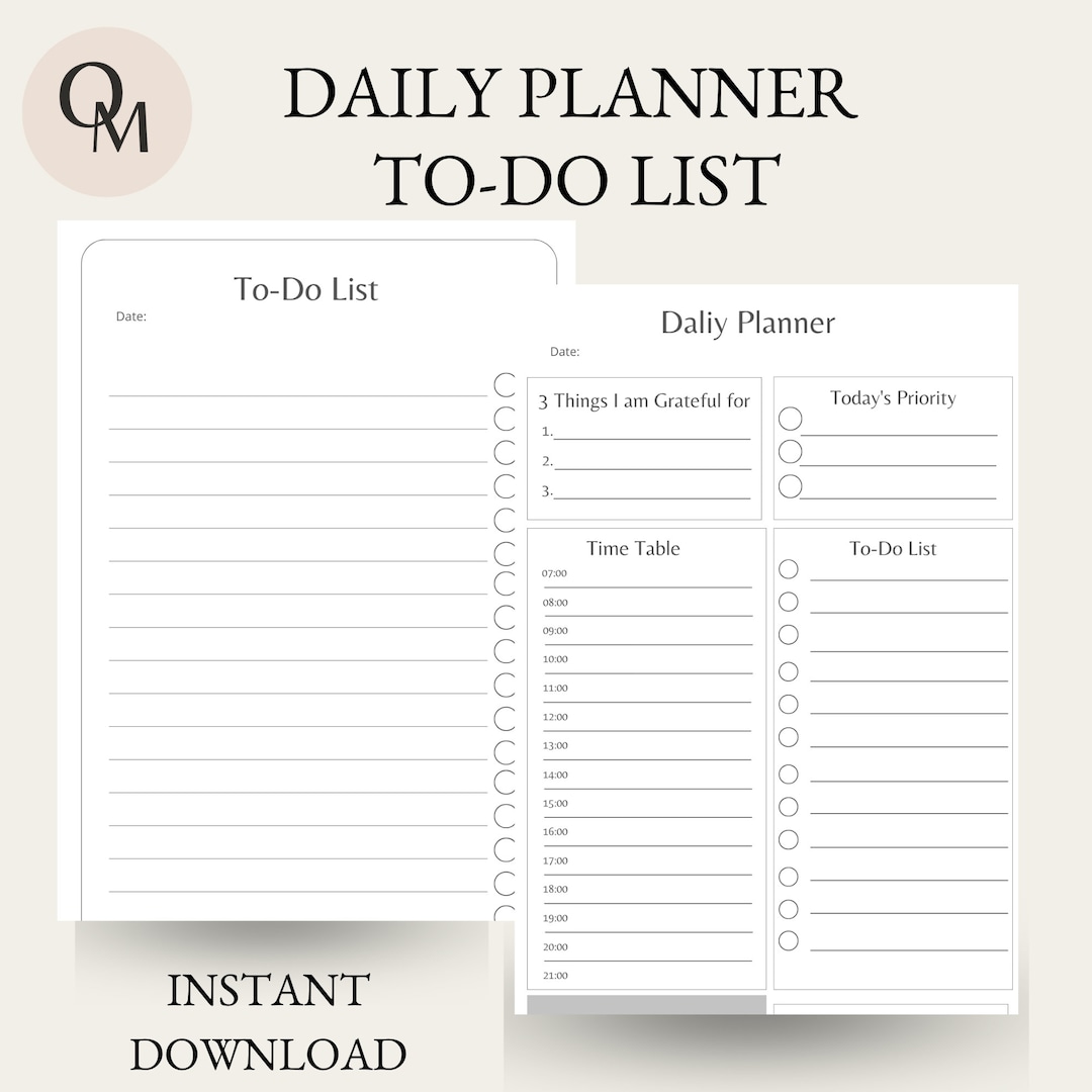 To Do List and Daily Planner Printable, Productivity Planner to Do List ...