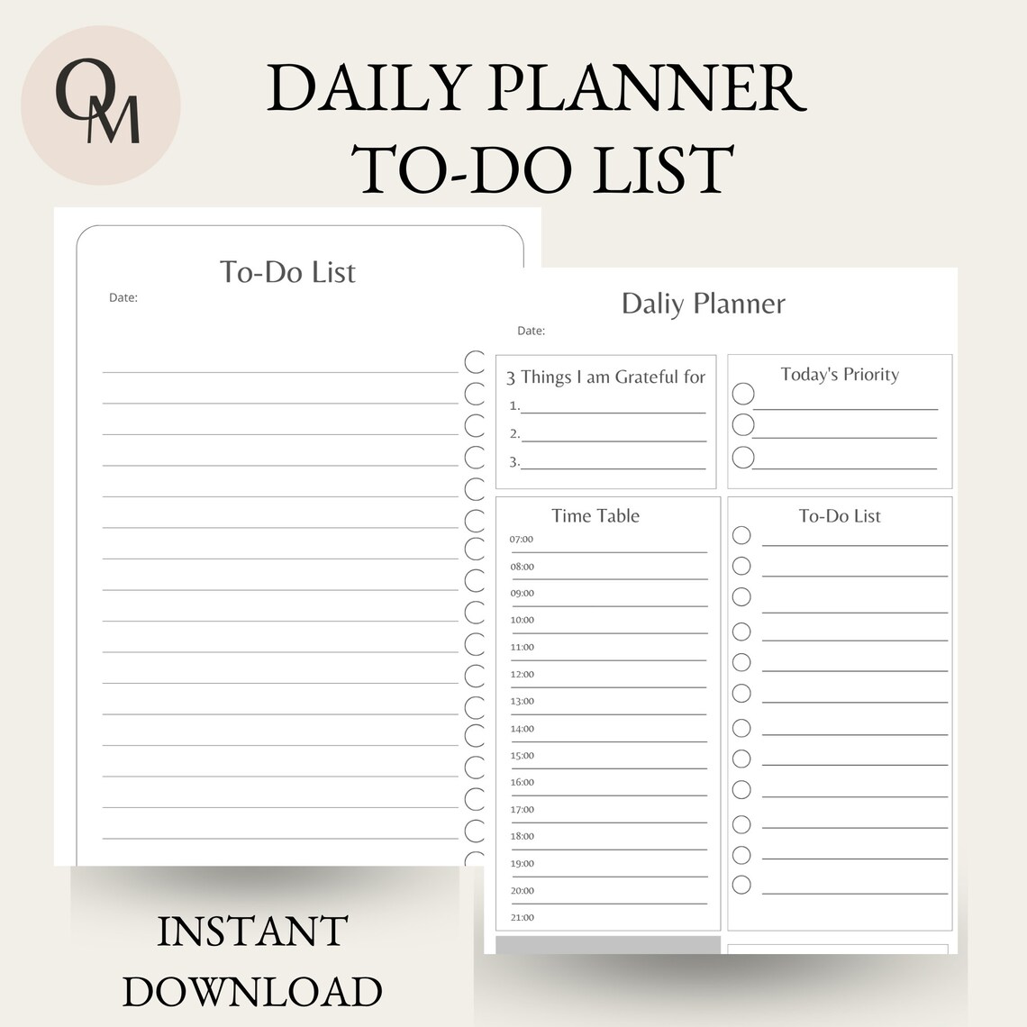 To Do List and Daily Planner Printable, Productivity Planner to Do List ...