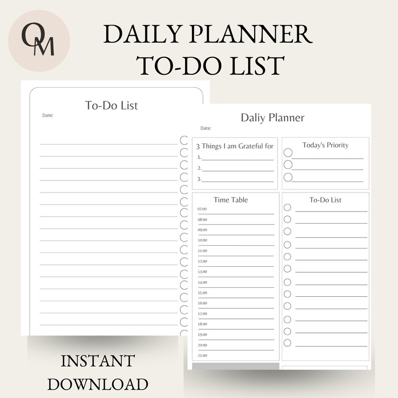 To Do List and Daily Planner Printable, Productivity Planner to Do List ...