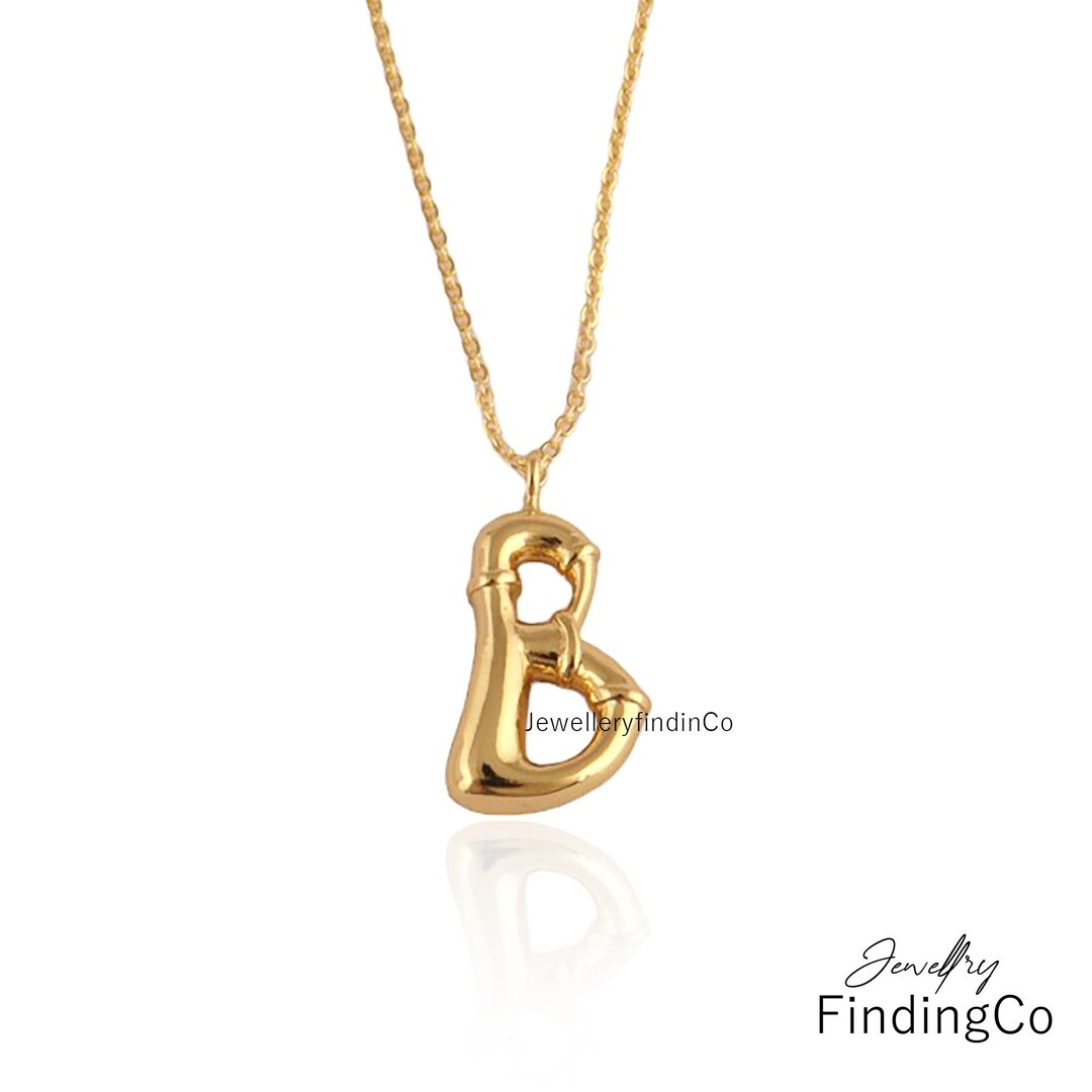 Personalized Gold Letter B Pendant Necklace: 18k Gold Plated Initial ...
