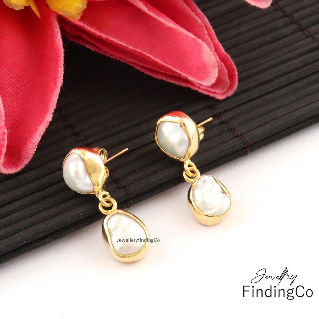 Classic Pearl Gold Plated Drop Earring - Biva Pearl Earrings - June ...