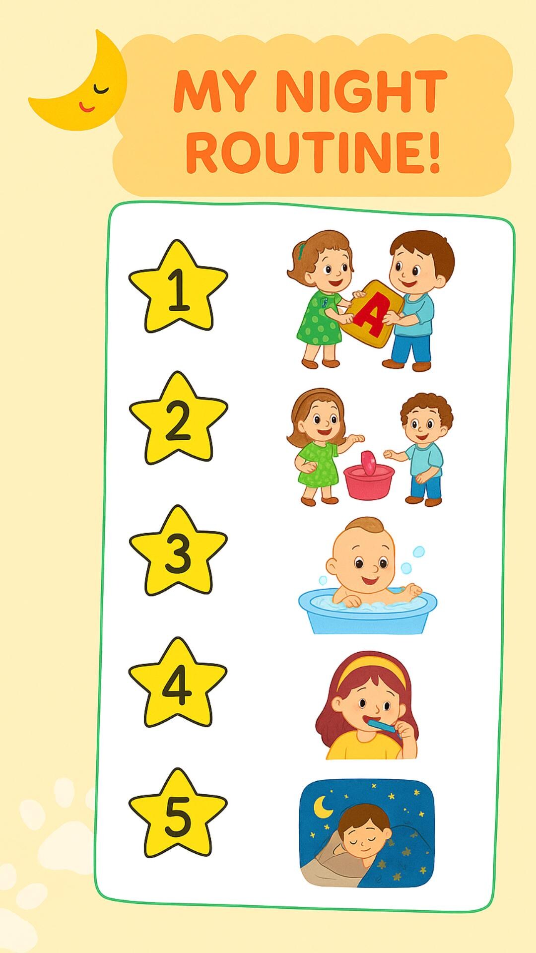 Visual Bedtime Routine Chart for Kids: Toddler Preschool Printable (PDF ...