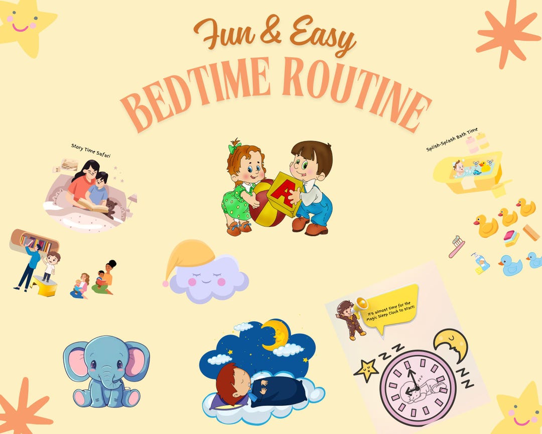 Fun Visual Bedtime Routine for Kids - Easy Bedtime Routine Schedule ...