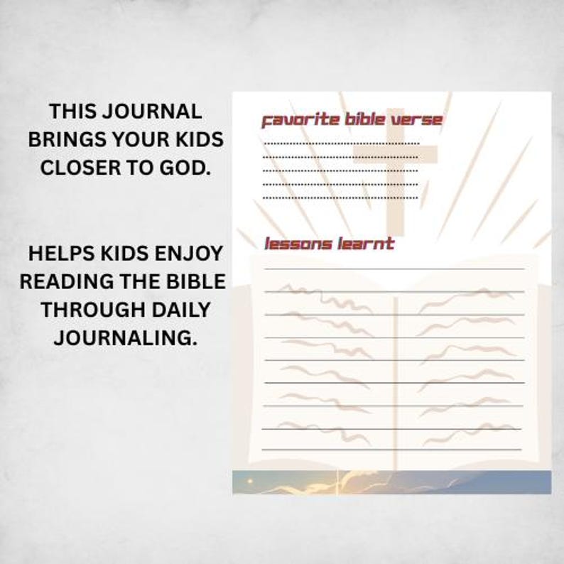 Kids Daily Bible Journal Printable: Gratitude & Reflection (PDF ...