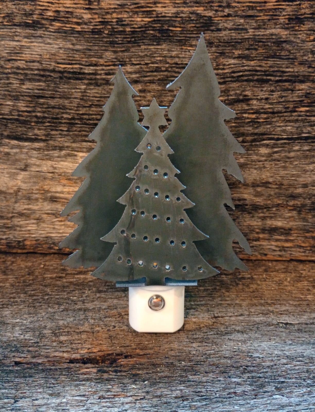 Rustic Christmas Tree Night Light - Etsy