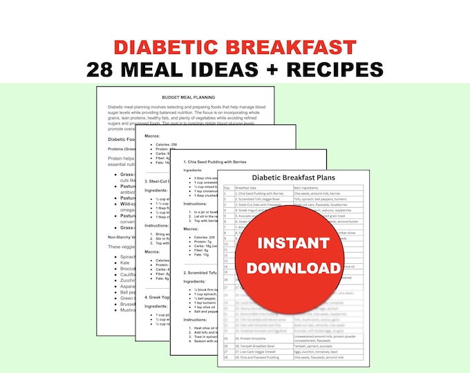 Diabetic Breakfast Ideas, Breakfast Food for Diabetics, Printable PDF ...
