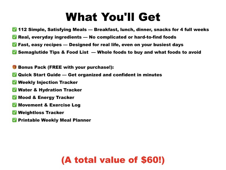 Semaglutide Meal Plan PDF GLP1 Diet Plan Menu | Breakfast, Lunch ...