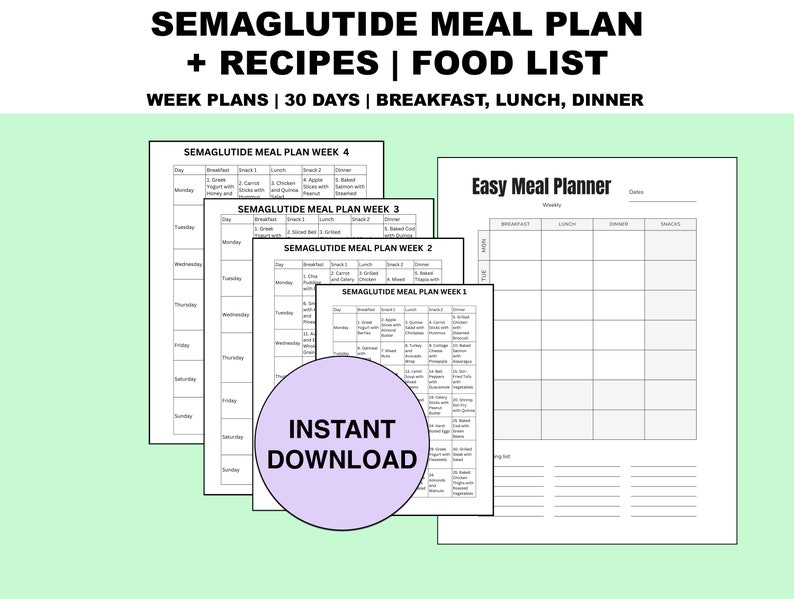 Semaglutide Meal Plan PDF Diet Plan Menu | Breakfast, Lunch, Dinner ...