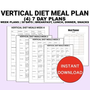 Vertical Diet Meal Plan PDF Printable for IBS, IBD, Food Sensitivity ...