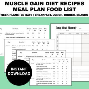 7 Day Meal Plan for Muscle Gain | Breakfast, Lunch, Dinner, Snacks ...