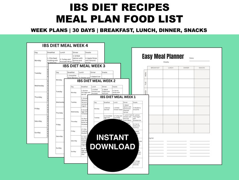 30 Day IBS Diet Plan PDF Low FODMAP Meal Ideas for Irritable Bowel ...