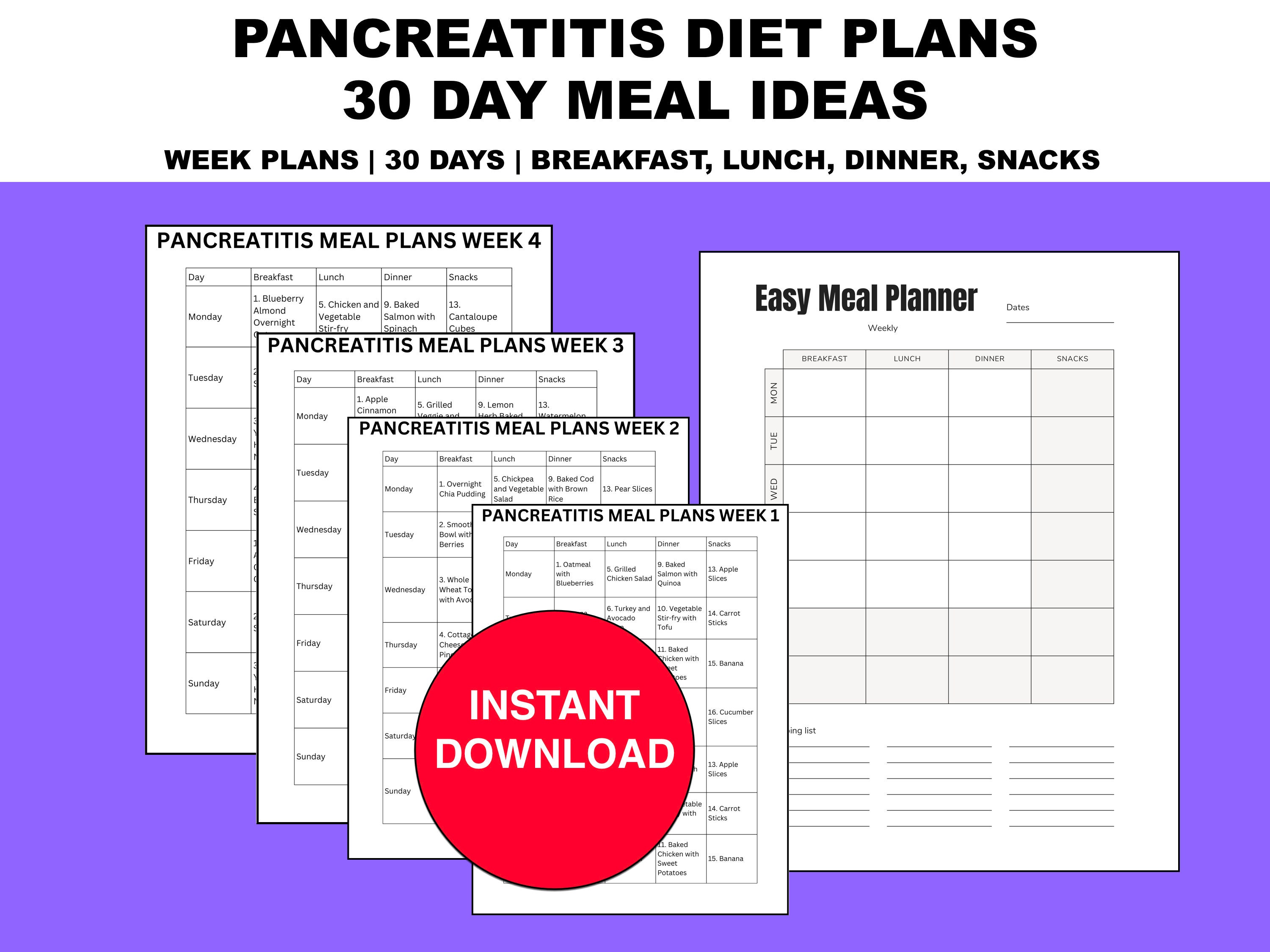Pancreatitis Diet Meal Plan PDF | 28 Day Full PDF With Recipes ...