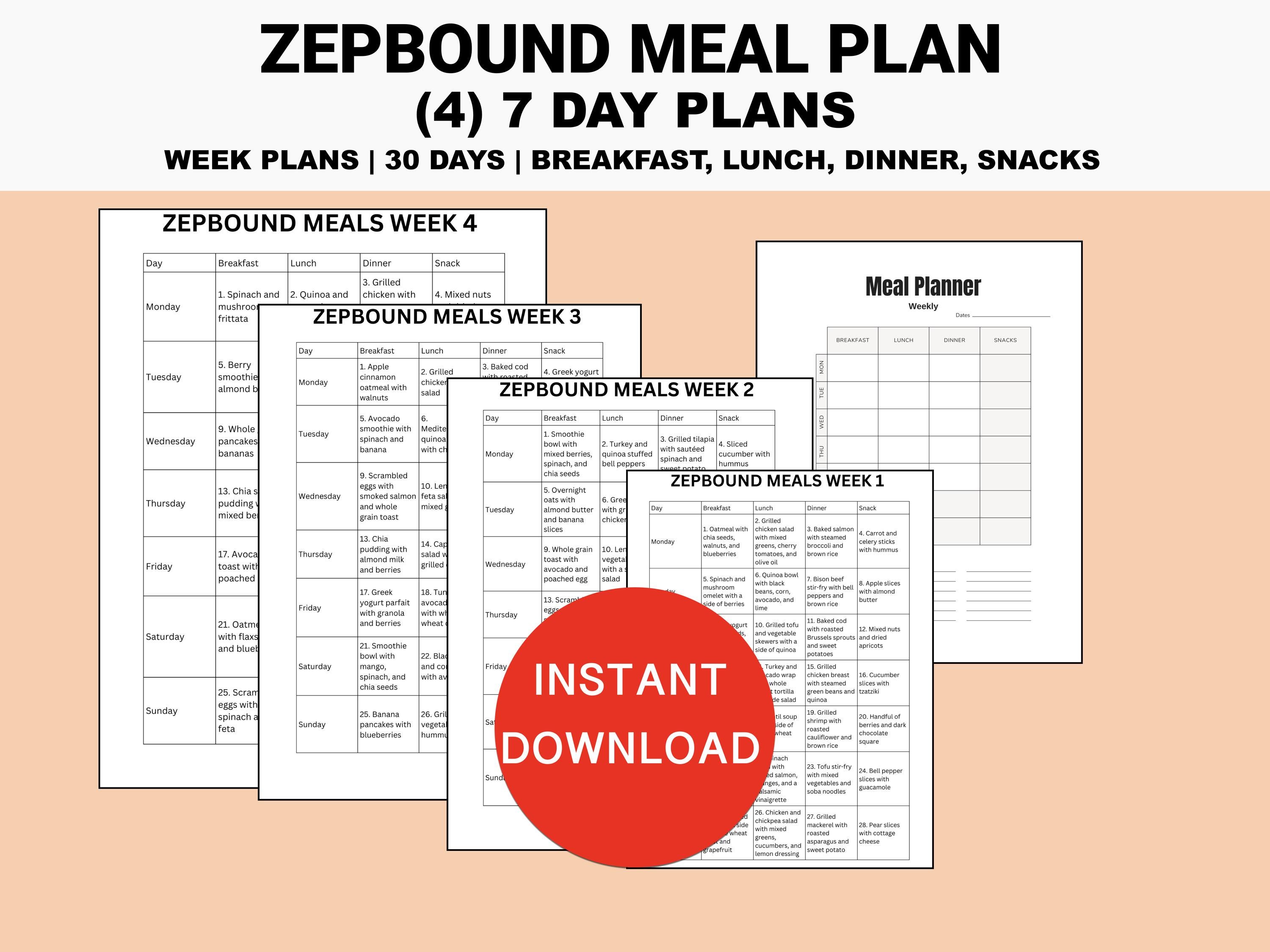 Zepbound Meal Plan PDF Breakfast, Lunch, Dinner, Snack Ideas Recipes - Etsy