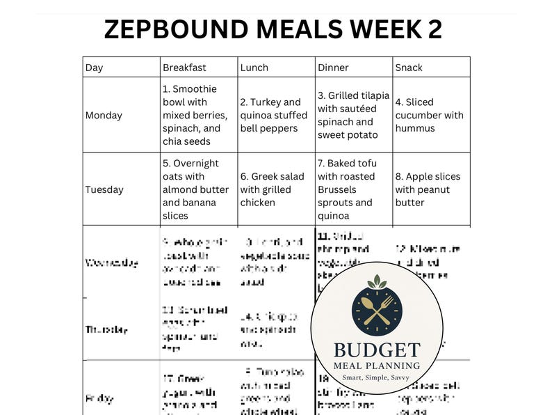 Zepbound Meal Plan PDF | GLP-1 Friendly Breakfast, Lunch, Dinner, Snack ...