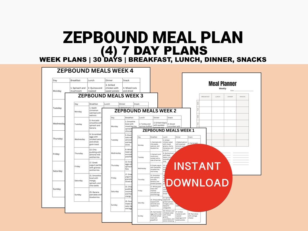Zepbound Meal Plan PDF | Breakfast, Lunch, Dinner, Snack Ideas ...