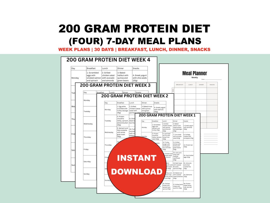 200 Gram Protein Meal Plan PDF | High Protein Meal Ideas + Low Carb ...