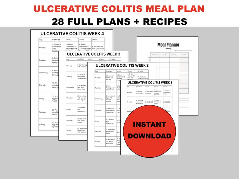 7-day Meal Plan for Ulcerative Colitis 28-day Full Plans Recipes ...