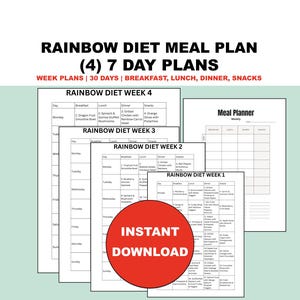 Rainbow Diet Meal Plan PDF | 28 Days | Breakfast, Lunch, Dinner, Snacks ...