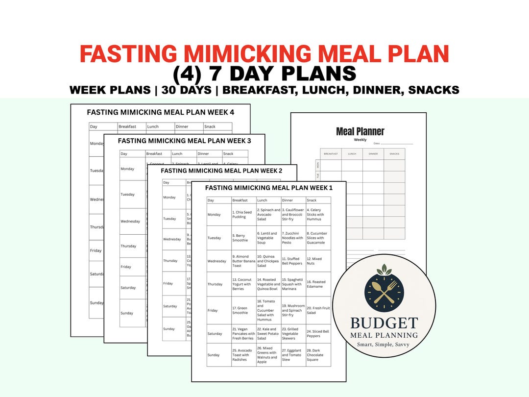 Fasting Mimicking Diet Meal Plan PDF | FMD Recipes, Breakfast, Lunch ...