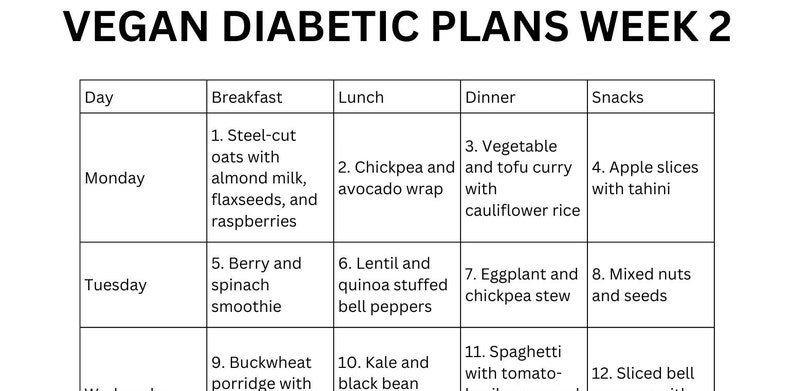 Vegan Diabetic Meal Plan PDF Weight Loss Meal Plan 30 Day Plant Based ...