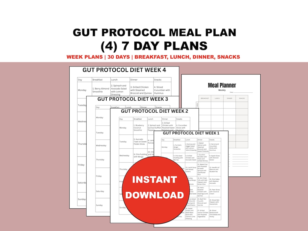 4 Week Gut Protocol Diet Meal Plan PDF, Healthy Detox Recipes, Simple ...
