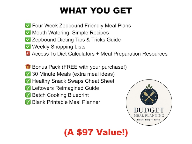 Zepbound Meal Plan PDF | GLP-1 Friendly Breakfast, Lunch, Dinner, Snack ...