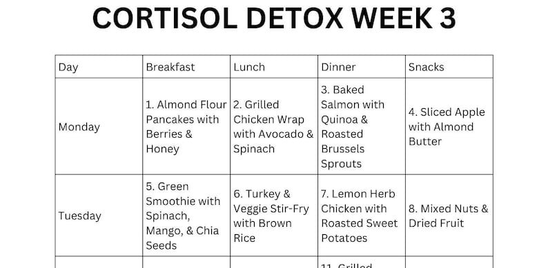 Cortisol Detox Diet Plan PDF With Recipes | 7-day Meal Plan Printable Weekly Meal Ideas ...