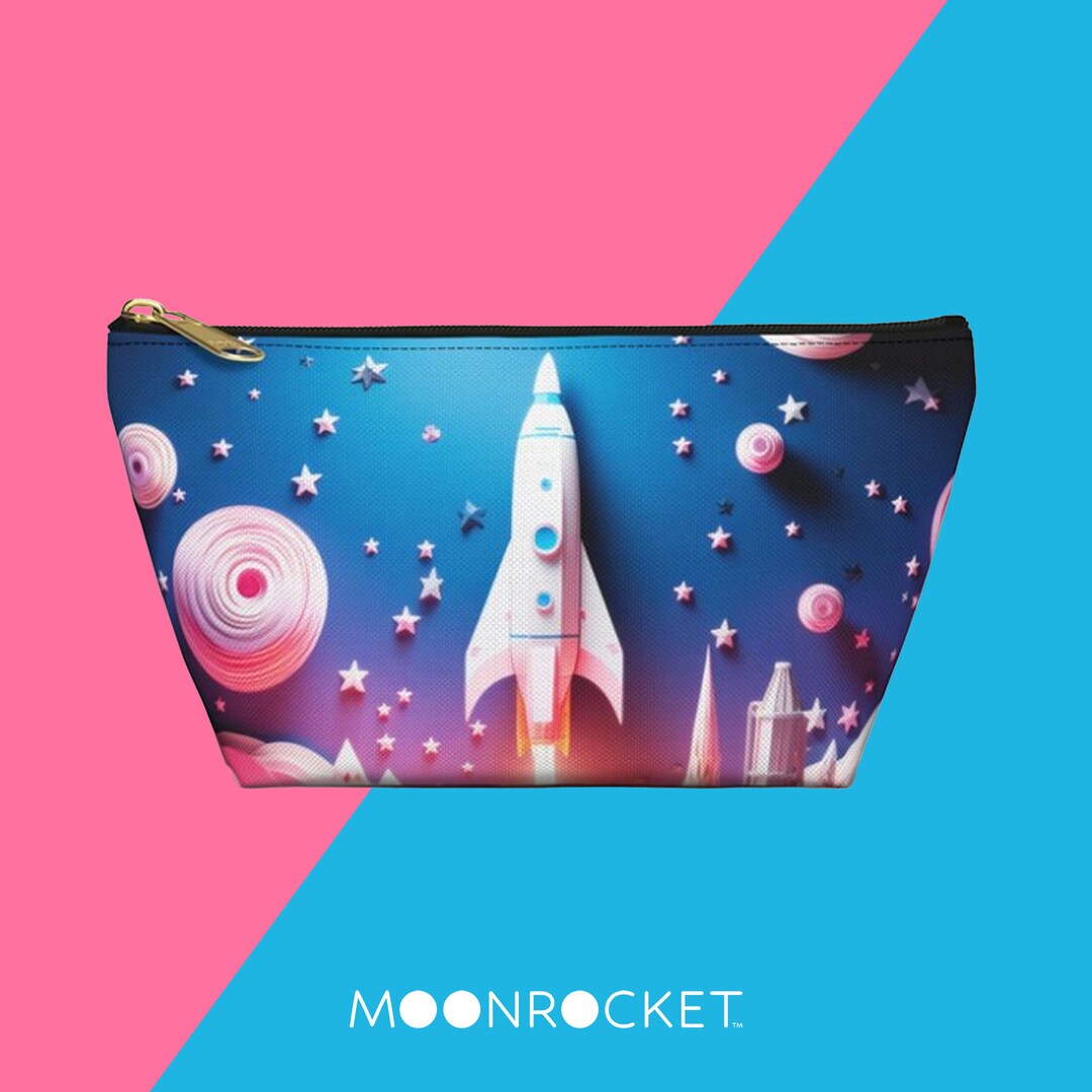 Rocket Ship Zipper Pouch for Girls School Supplies Pencil Case With ...