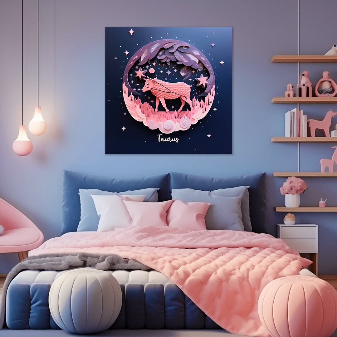 Taurus Constellation Wall Art for Girls Bedroom Decor for Kids Art ...
