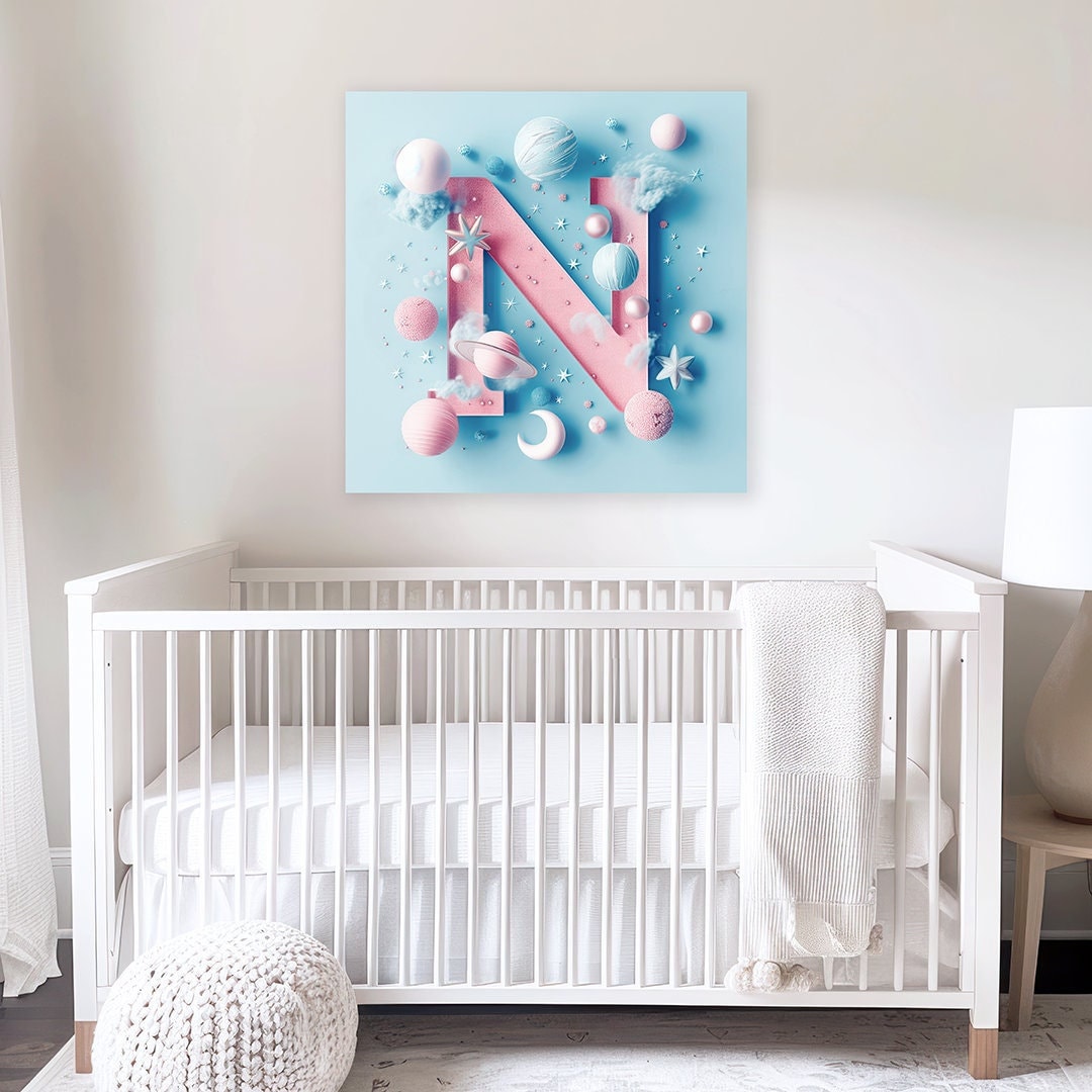 Nursery Wall Art Print for Kids Alphabet Art Space Design Letter N - Etsy