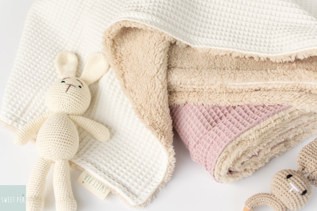 FLUFFY CUDDLY BABY Blanket, Fur & Cotton Pique Blanket, Warm Teddy Bear ...