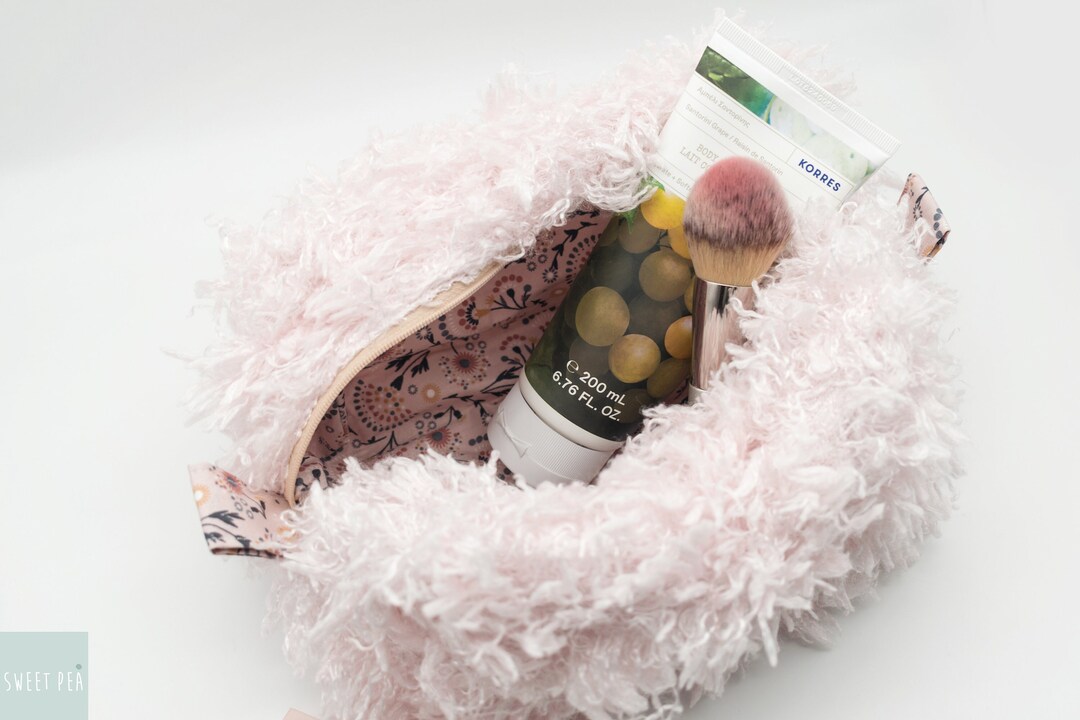PINK FUR MAKEUP Bag - the Fluffiest Bag, Travel Skincare Bag, Fluffy ...