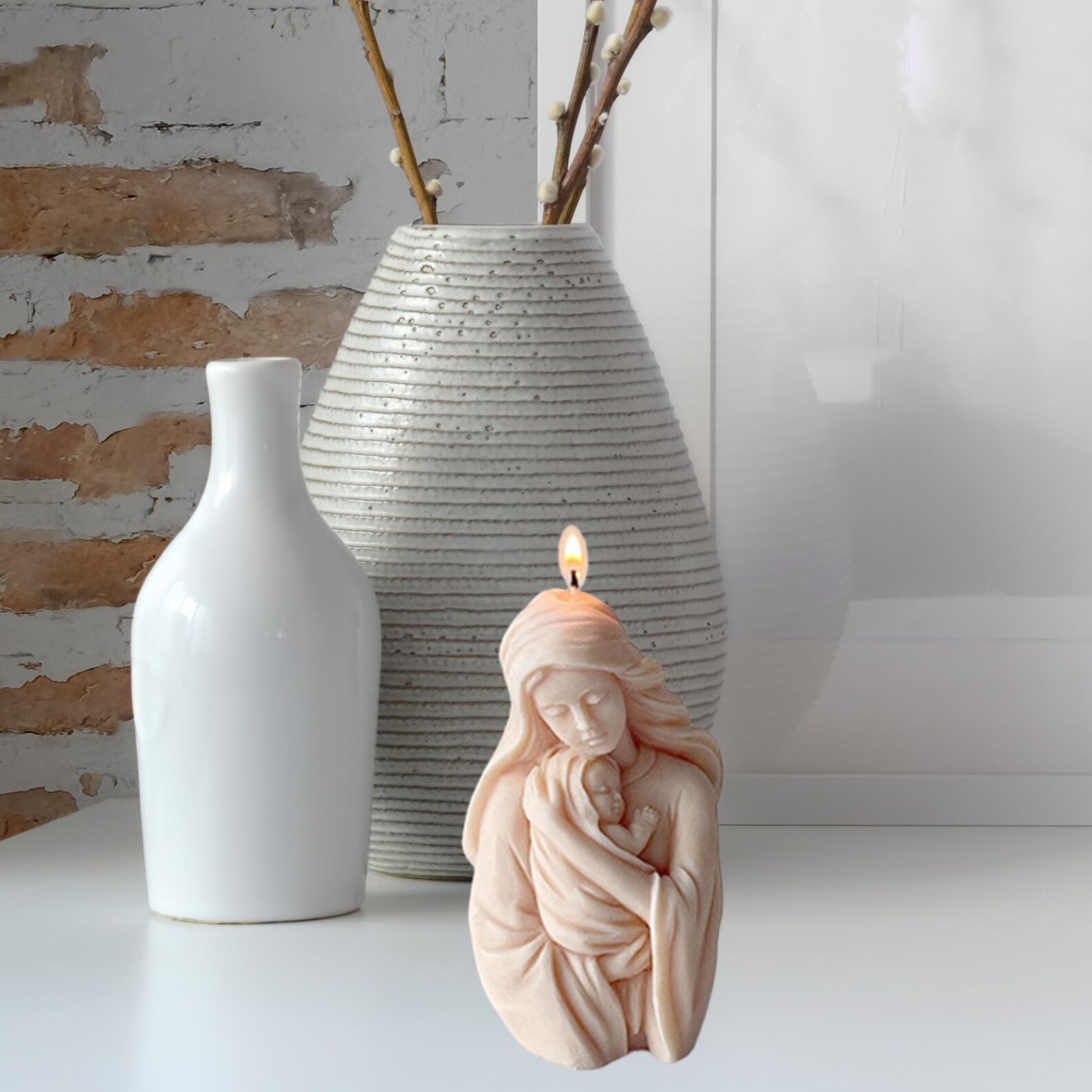 Blessed Virgin Mary With Baby Jesus Silicone Candle Mold DIY Candles ...