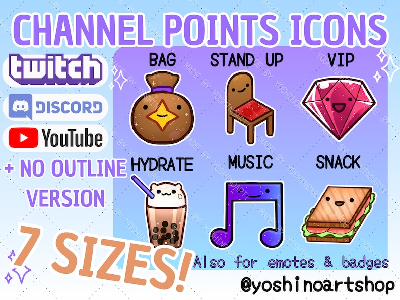 6x Channel Points Icons for Twitch, Youtube, Discord All Sizes for ...