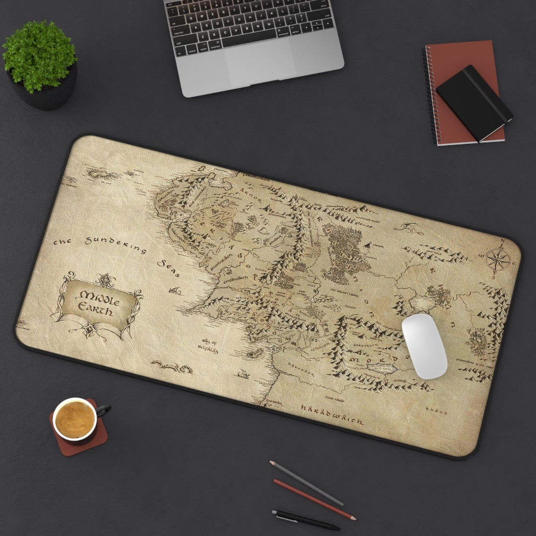 LOTR Map Mouse Pad | LOTR Middle Earth Desk Mat | Gaming Mouse Pad ...